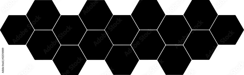 Black hexagon, honeycomb, design element, pattern with no strokes ...