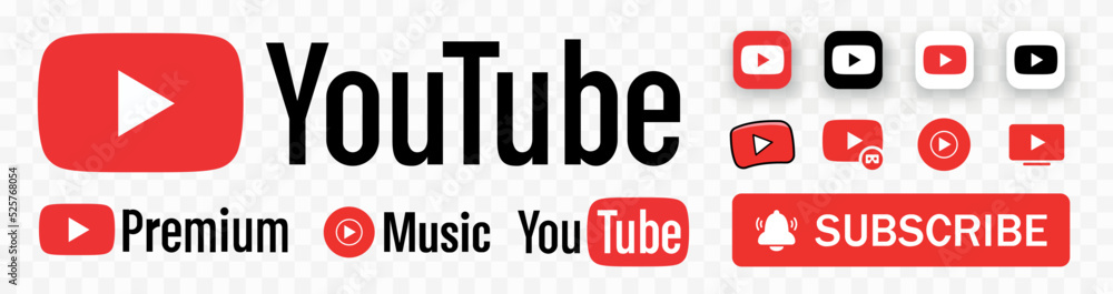 Youtube logo. Youtube logo icon play button. Video social media app ...