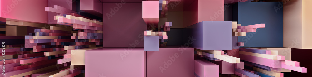 Multicolored 3D Block background. Tech Wallpaper with Pastel colors. 3D ...