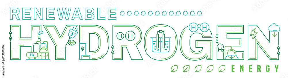 Green hydrogen energy production. Editable vector illustration Stock Vector | Adobe Stock