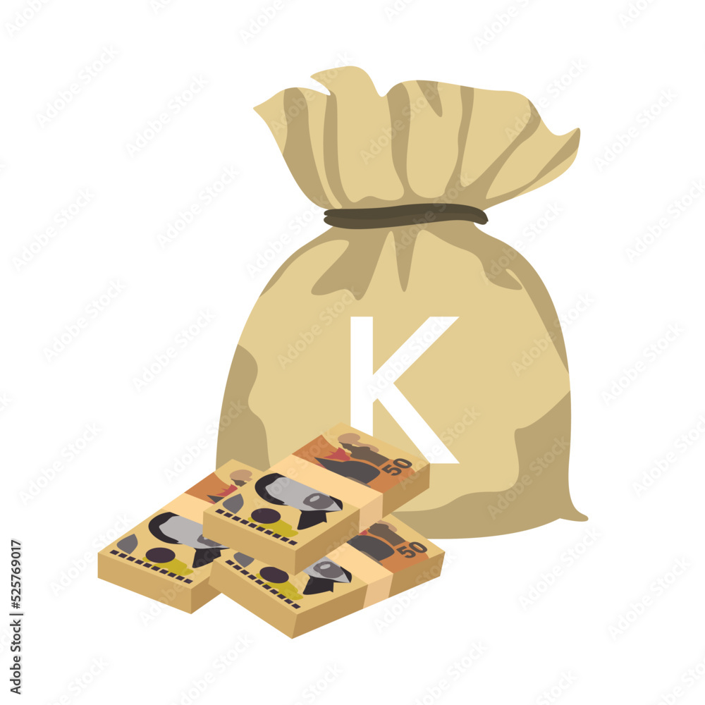 Kina Vector Illustration. Papua New Guinea money set bundle banknotes ...