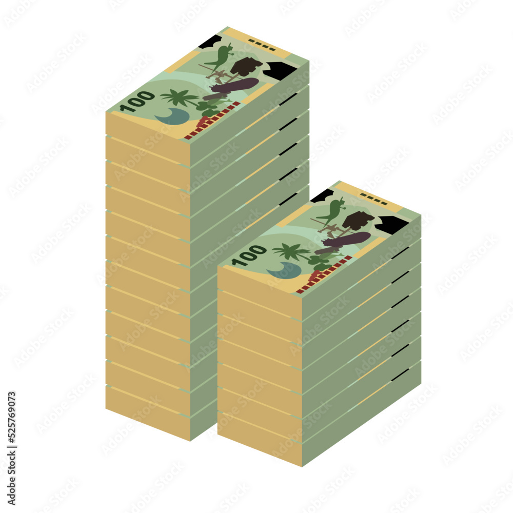 Kina Vector Illustration. Papua New Guinea money set bundle banknotes ...