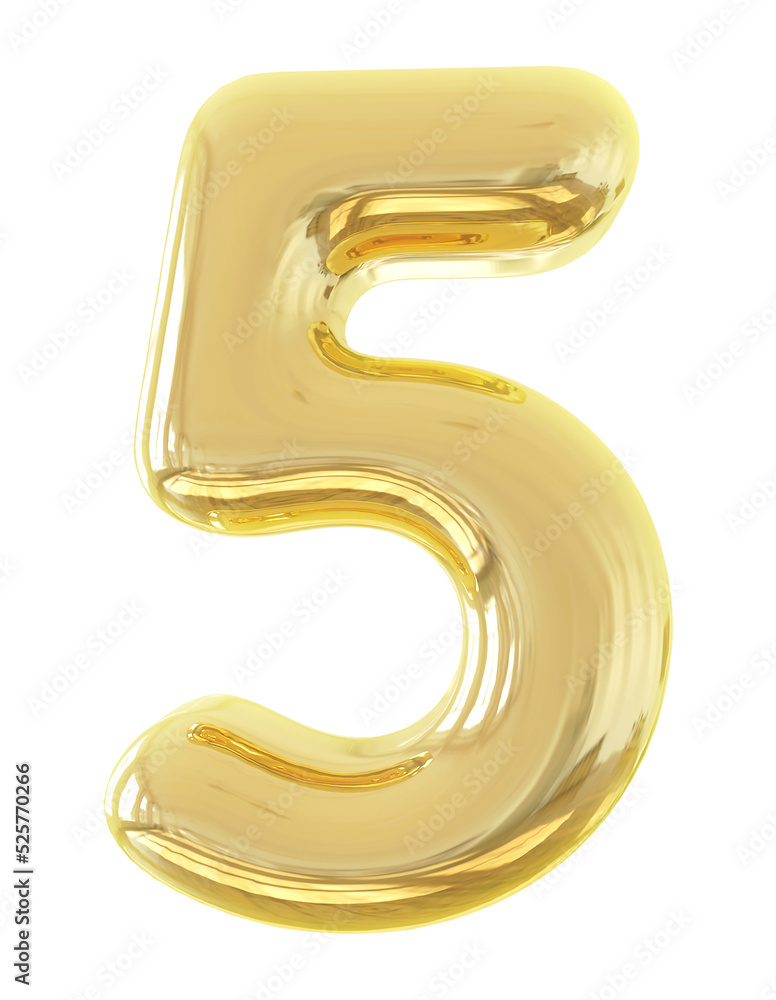 3d golden number 5 render Stock Illustration | Adobe Stock