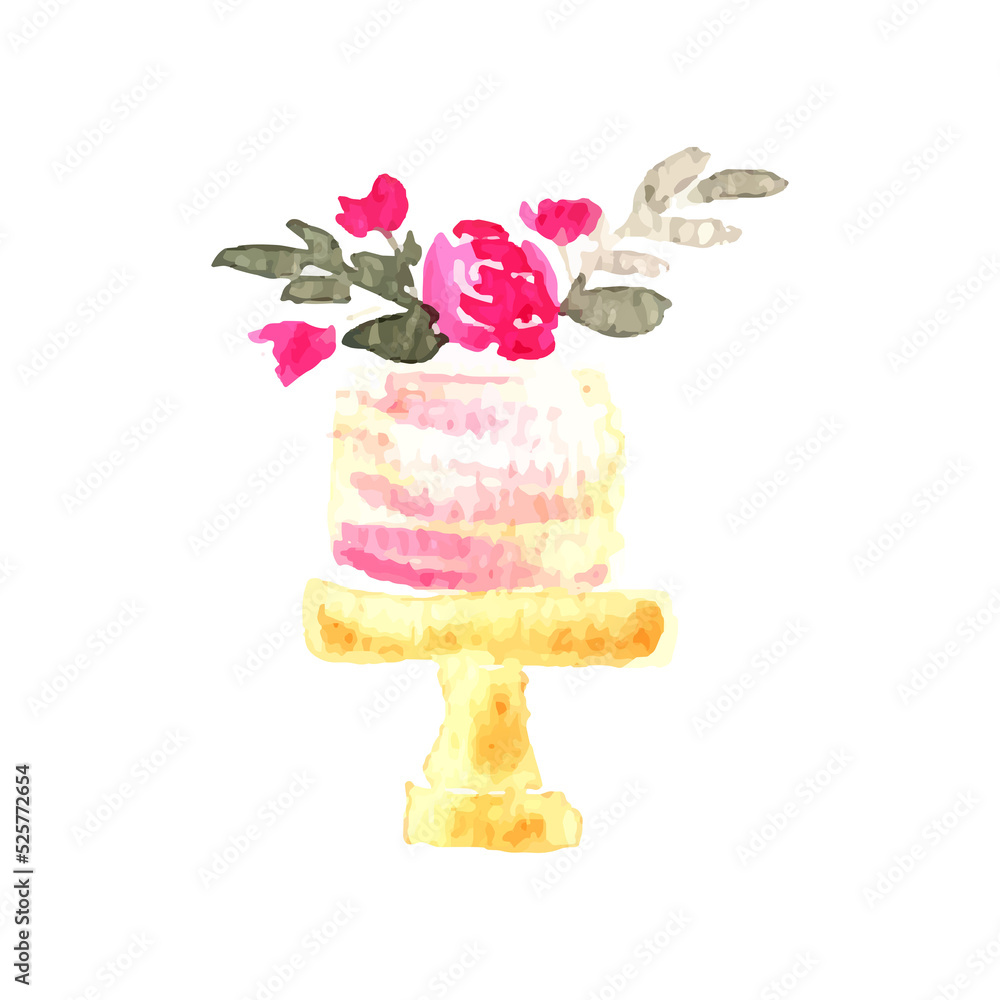 Boho cake clipart, Watercolor birthday cake PNG , Dessert clipart ...