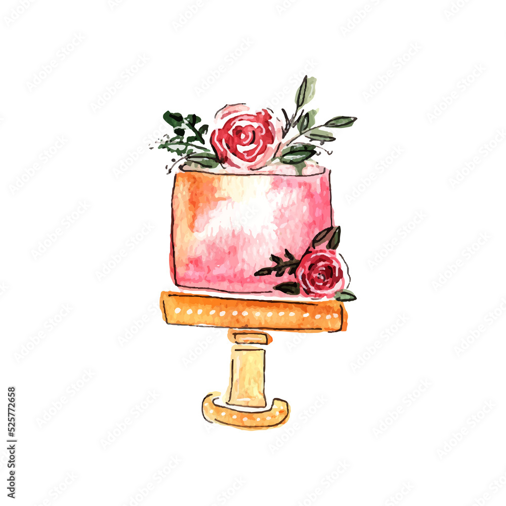 Boho cake clipart, Watercolor birthday cake PNG , Dessert clipart ...