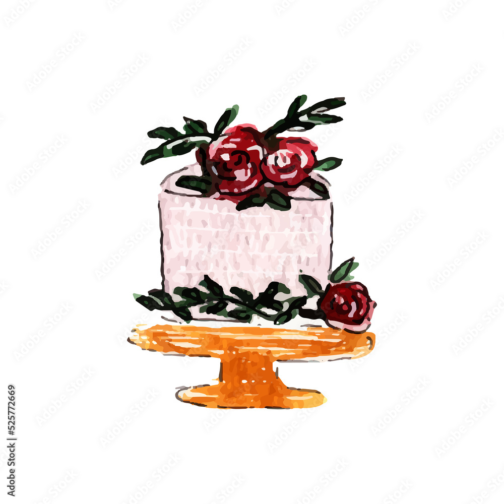 Boho cake clipart, Watercolor birthday cake PNG , Dessert clipart ...