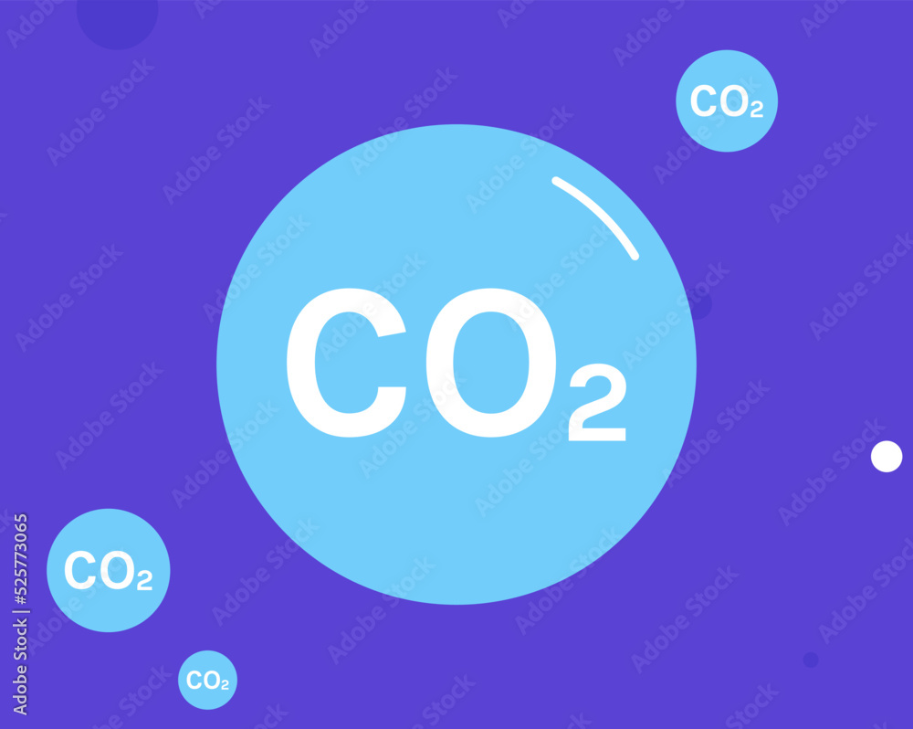 Co2 carbon dioxide toxic gas molecules concept flat vector illustration ...