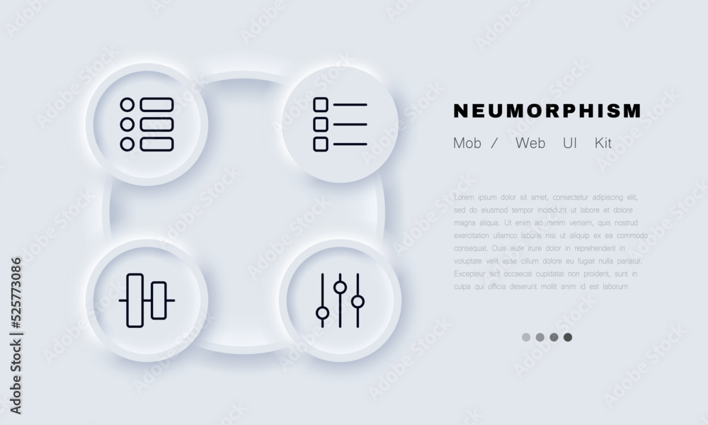 Navigation menu set icon. App, application, list, pictogram, settings sliders, control panel ...