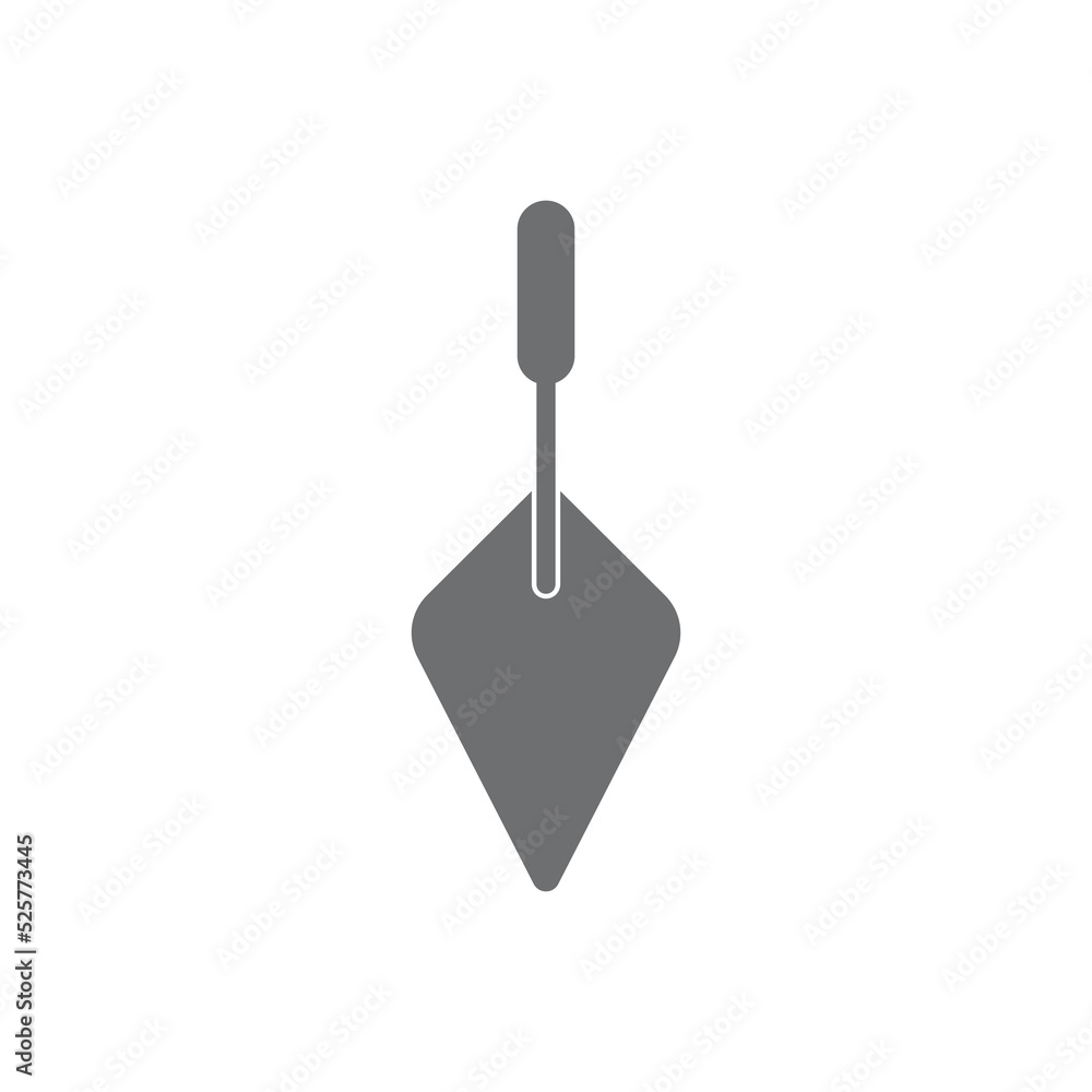 eps10 grey vector trowel solid icon isolated on white background ...