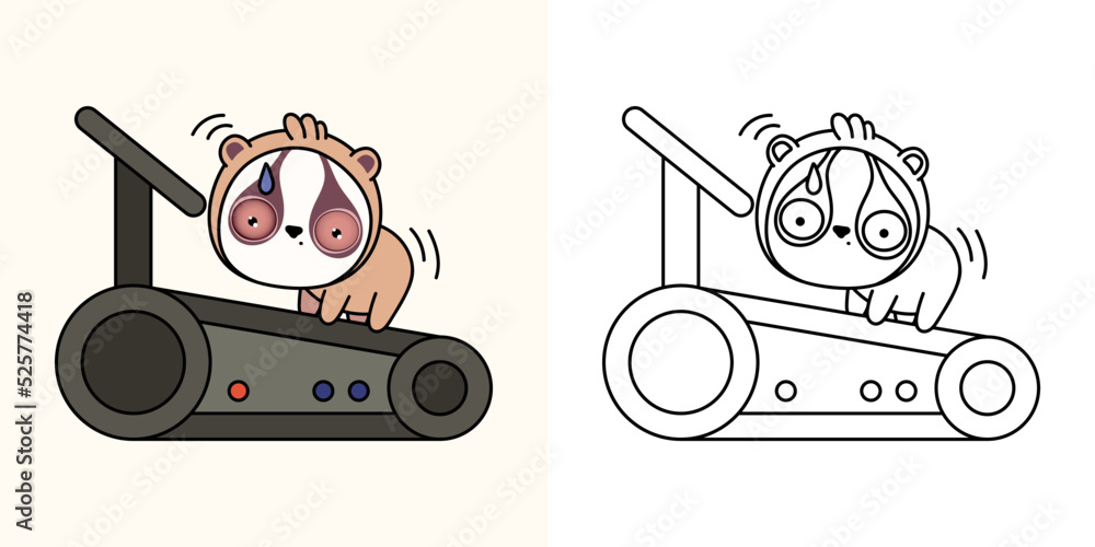 Cute Clipart Slow Loris Sportsman Illustration and For Coloring Page ...