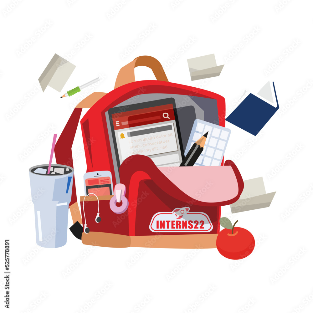 Backpack internship - vector illustration Stock Vector | Adobe Stock