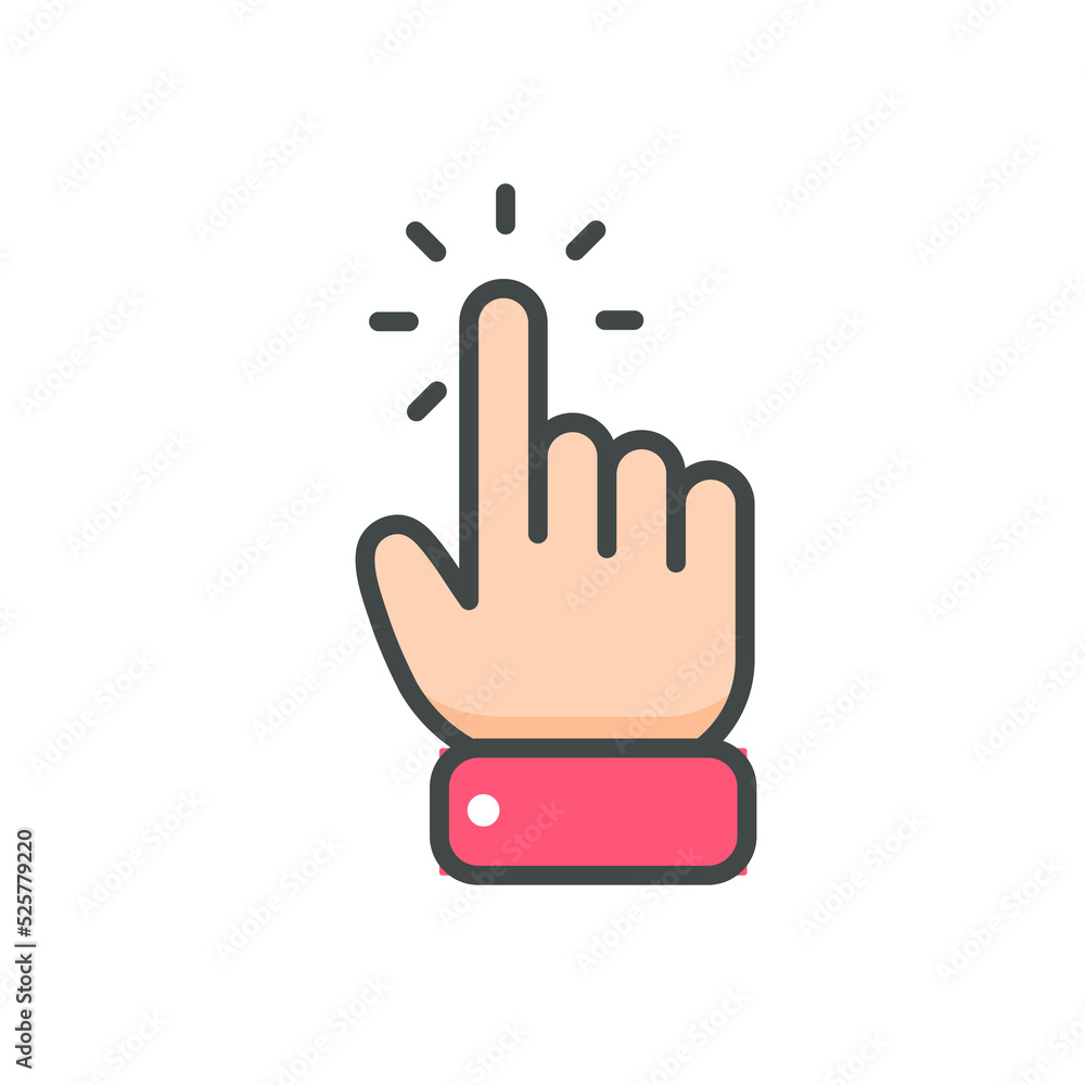 Vector cartoon finger mouse cursor in various gestures for mobile touch ...