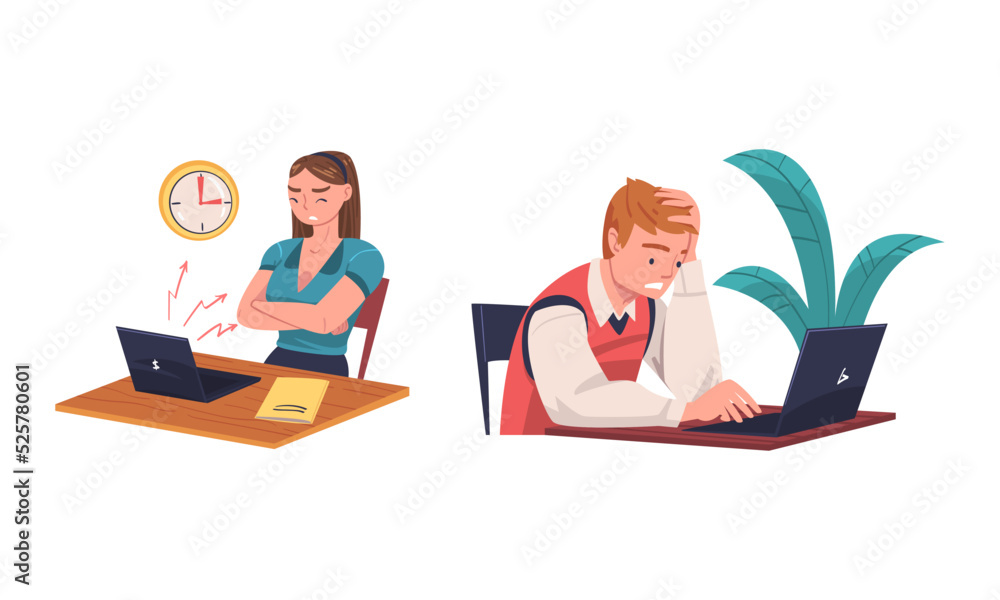 Stressed, overloaded employees working in office. Stress at work ...