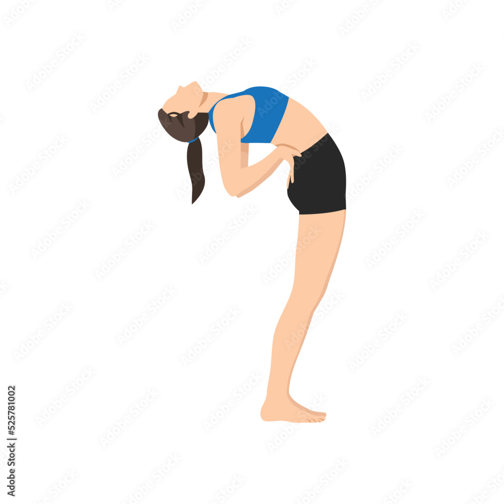 Woman doing Standing Backbend. Beautiful girl practice Anuvittasana ...