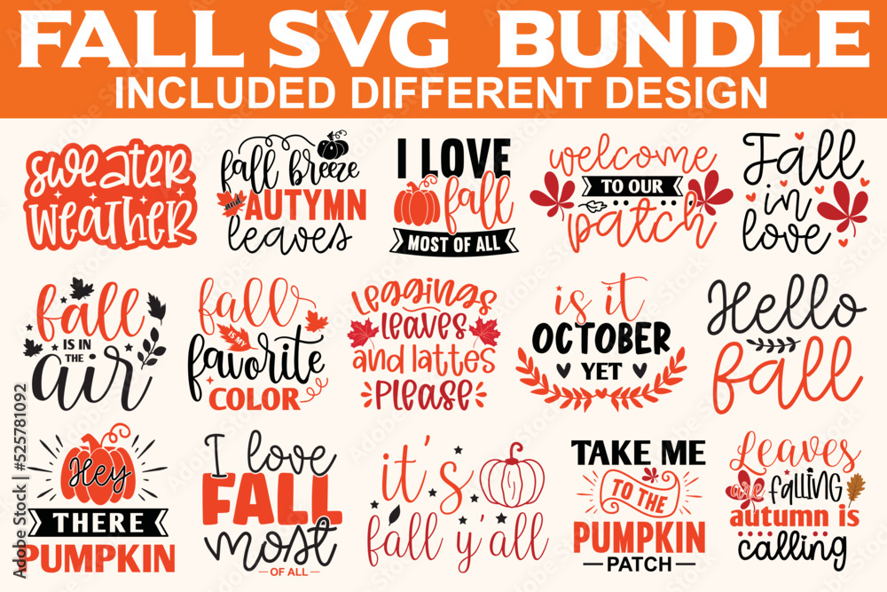 Vetor de Fall Svg Bundle, Fall Bundle Autumn Bundle, Svg Bundle, Fall ...