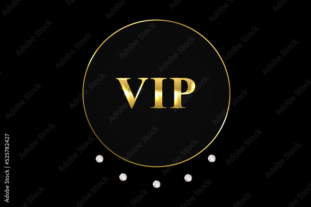 Golden VIP.Luxury template design. Vector black banner with gold vip ...