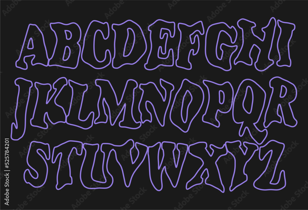 Hippie bohemian funky 1960s psychedelic groovy typeface. Ideal for ...