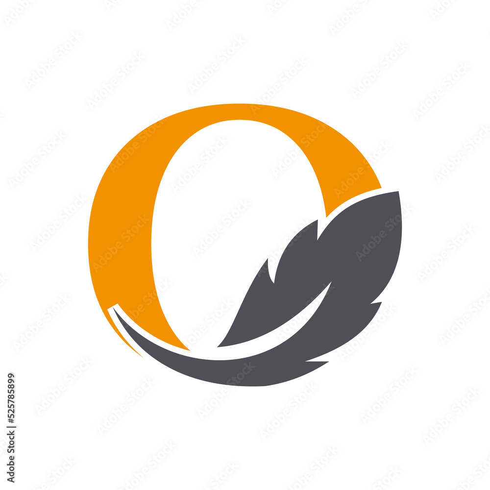 Letter O Feather Logo Design Combined With Bird Feather Wine For ...