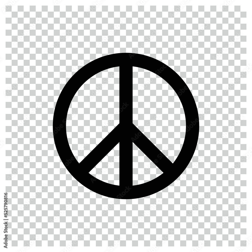 Peace symbol on a transparent background. Peace sign, black isolated ...