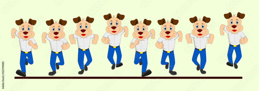 Dog vector illustration frame by frame Run cycle animation in School ...