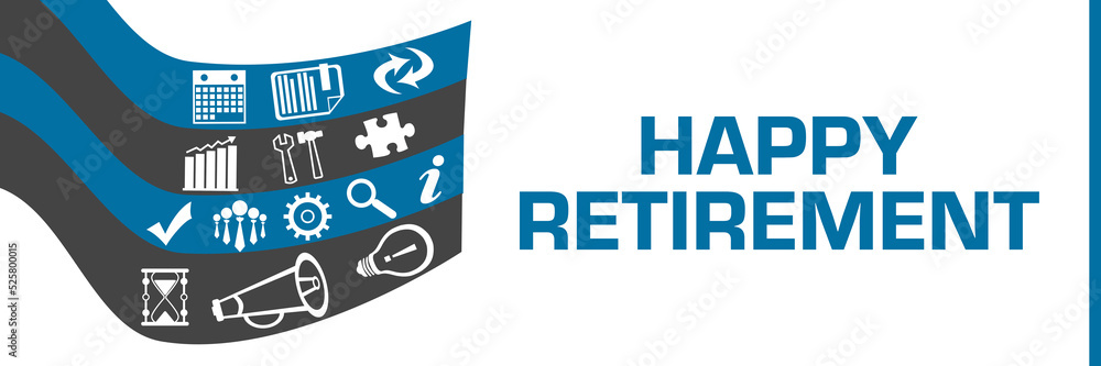 Happy Retirement Blue Grey Waves Business Symbols Horizontal Stock ...