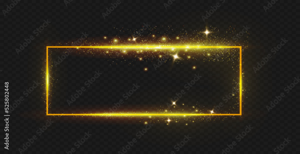 Rectangular frame with light effects. Golden frame.Vector illustration ...