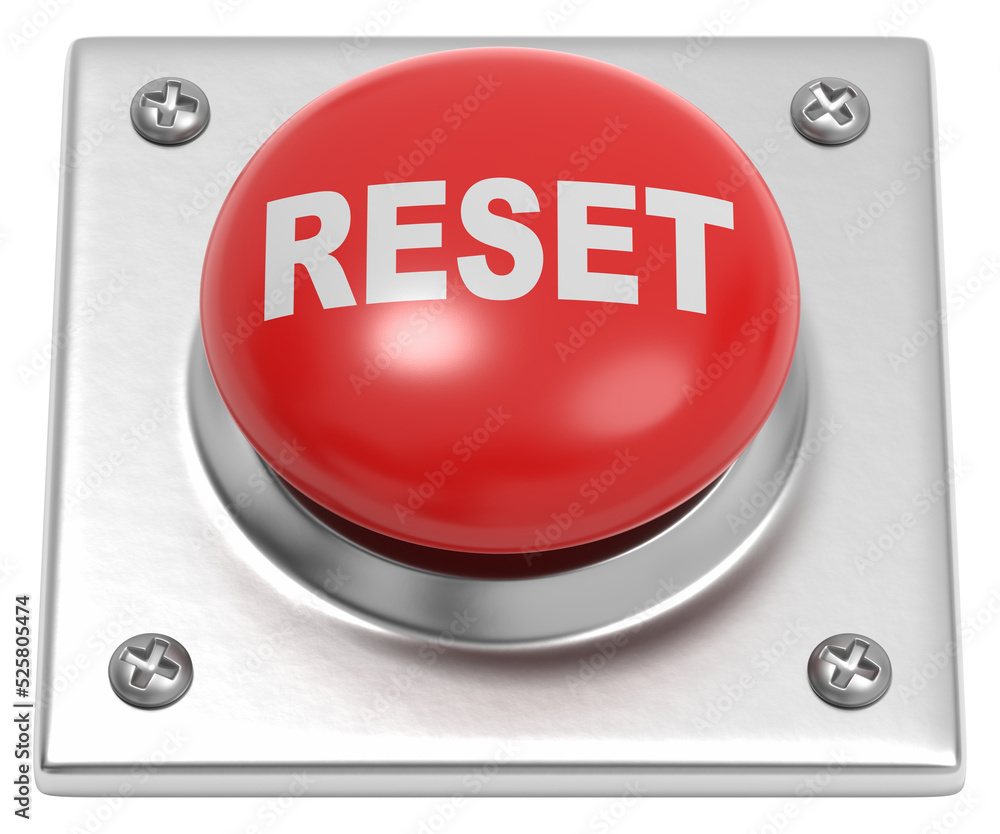Red Button with Reset Text Isolated on White 3D Render Illustration ...