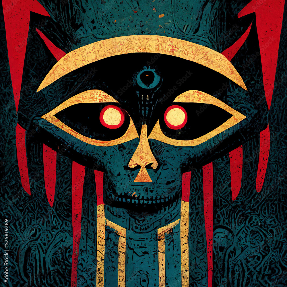 Ancient Ethnic Horror Symbols Comic Style Clipart Illustrasyon Stock ...