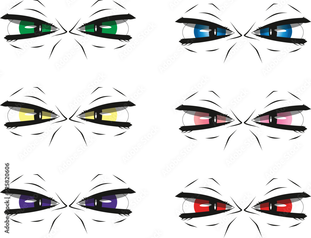Cartoon beautiful eyes vector set. angry eyes of devil Stock Vector ...