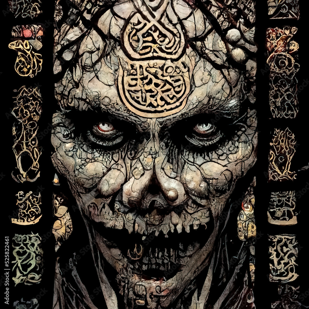 Ancient Ethnic Horror Symbols Comic Style Clipart Illustrasyon Stock ...