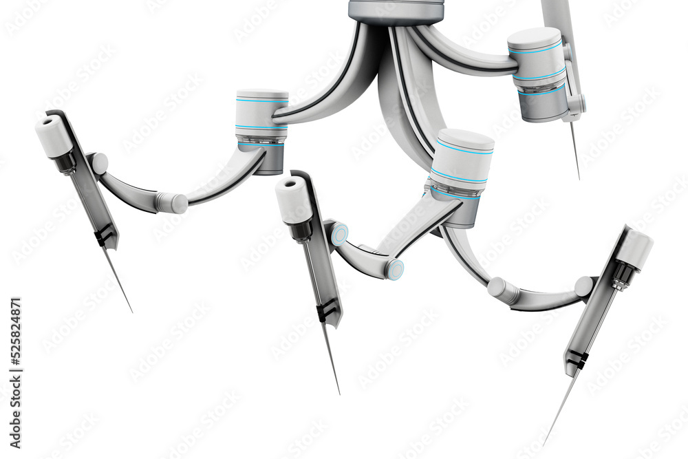 Poster Robotic arms for robotic assisted surgery isolated on white ...