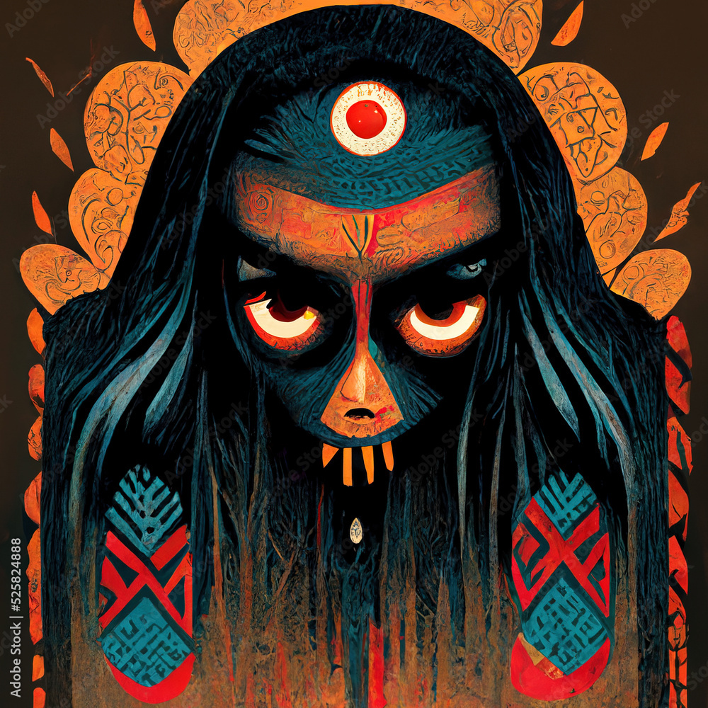 Ancient Ethnic Horror Symbols Comic Style Clipart Illustrasyon Stock ...