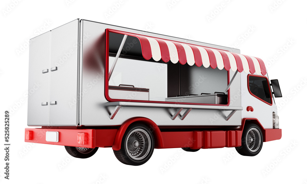 Generic fast food truck isolated on transparent background. 3D ...