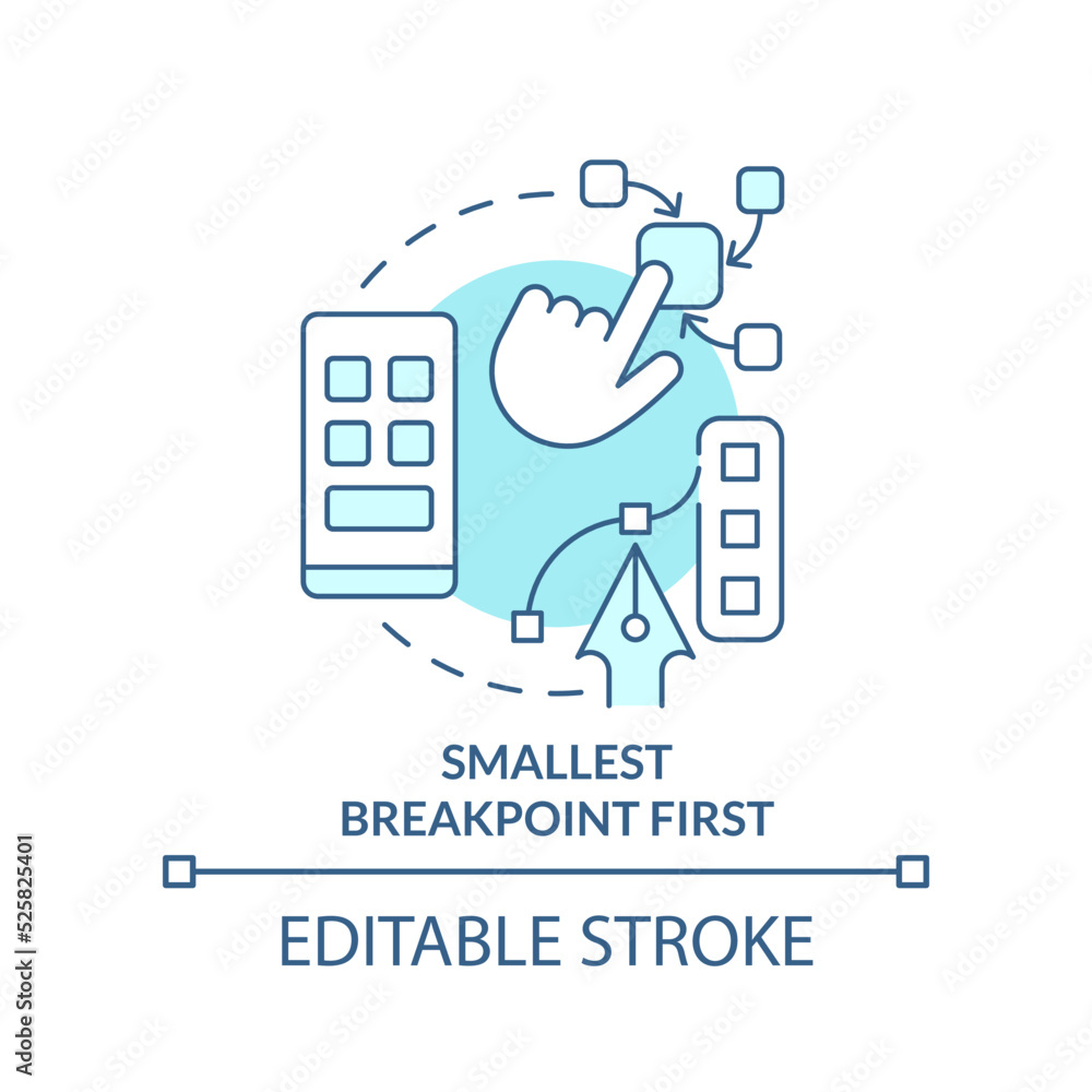 Smallest breakpoint first turquoise concept icon. Mobile first design ...