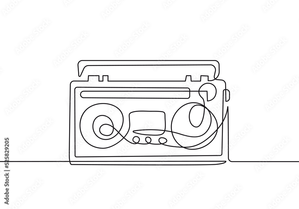 Retro Radio Receiver Continuous Line Drawing. Radio Receiver Minimalist ...