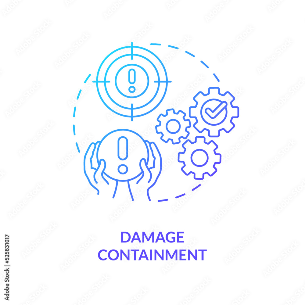 Damage containment blue gradient concept icon. Strategy. Model for ...