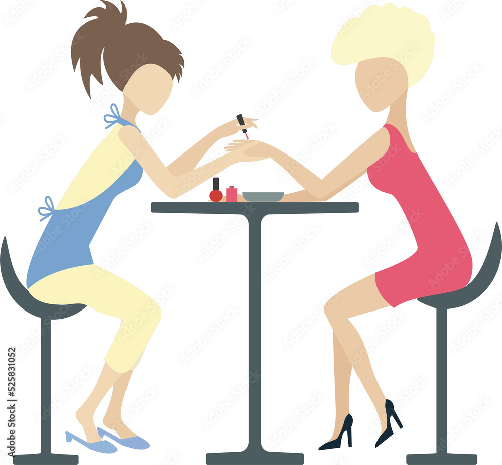 Silhouettes of a girl women do manicure, PNG, nail salon, paints nails ...