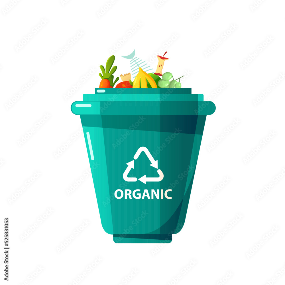 Blue Container for Sorting Organic Isolated on a White. Segregate waste ...