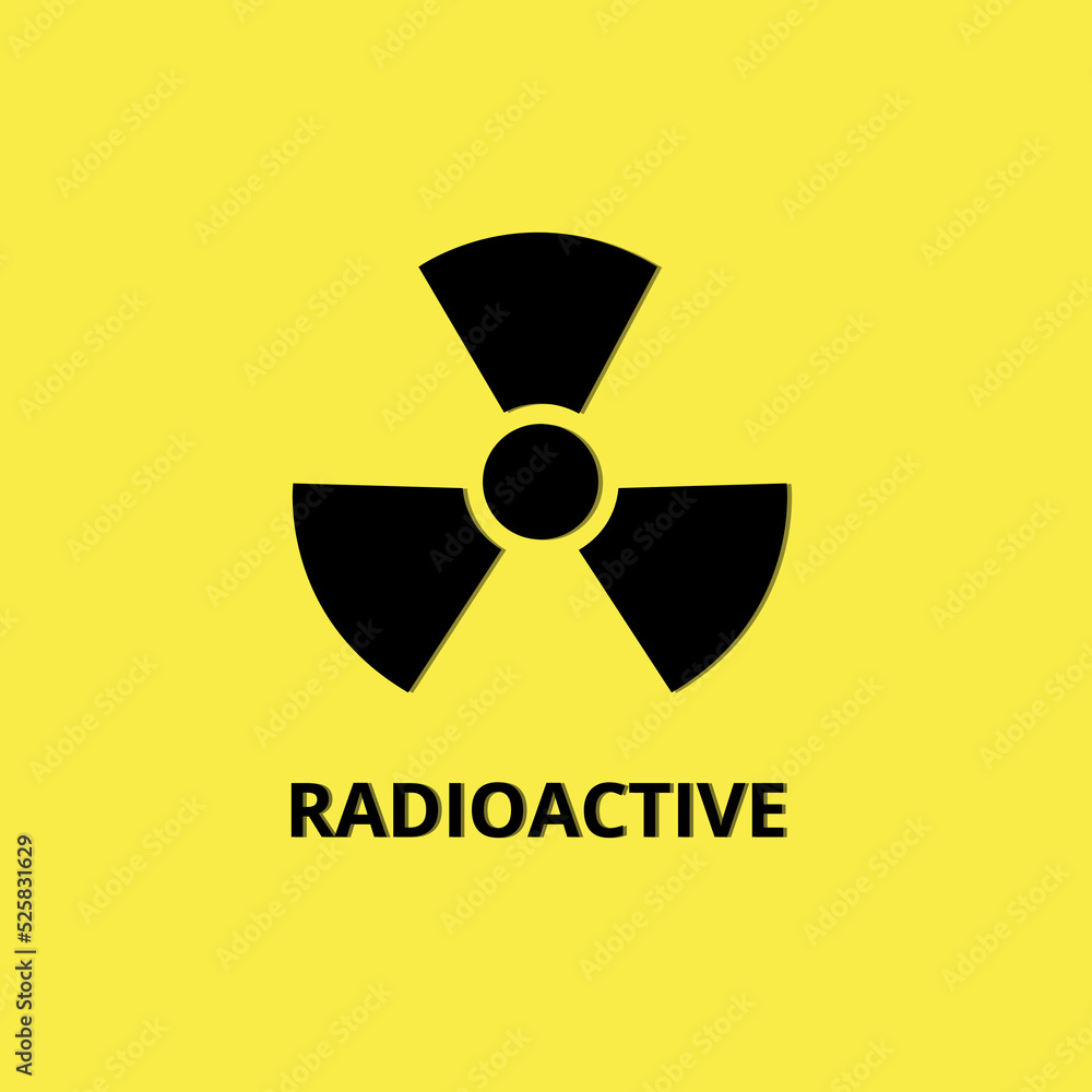 Vector illustration of radioactive material symbol isolated on yellow ...