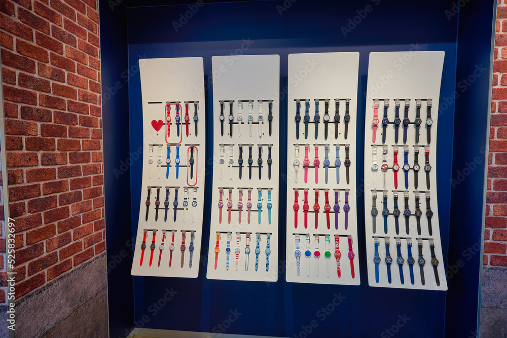 SINGAPORE - CIRCA JANUARY, 2020: Interior shot of Swatch store in ...