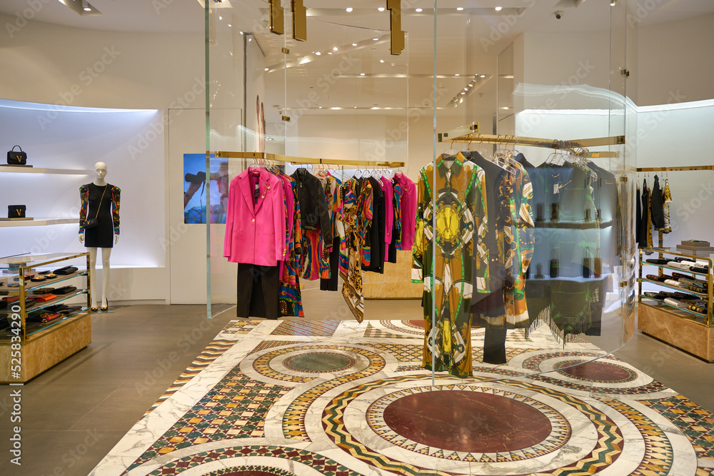 SINGAPORE - JANUARY 20, 2020: interior shot of Versace store at the ...