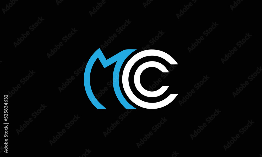 MCC letter logo design with black background in illustrator, vector ...