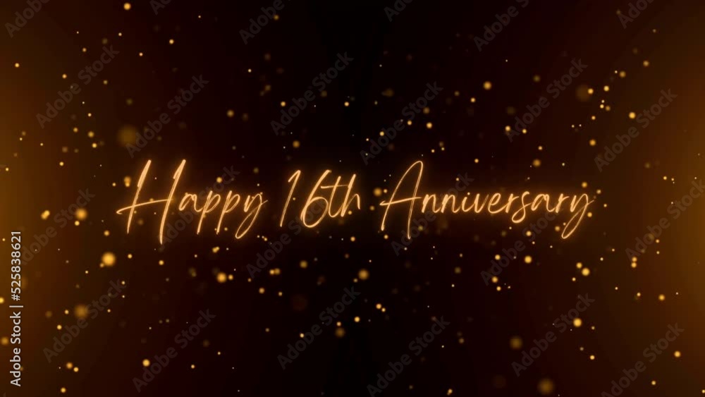4K Happy Anniversary text animation. Animated Happy 16th anniversary ...