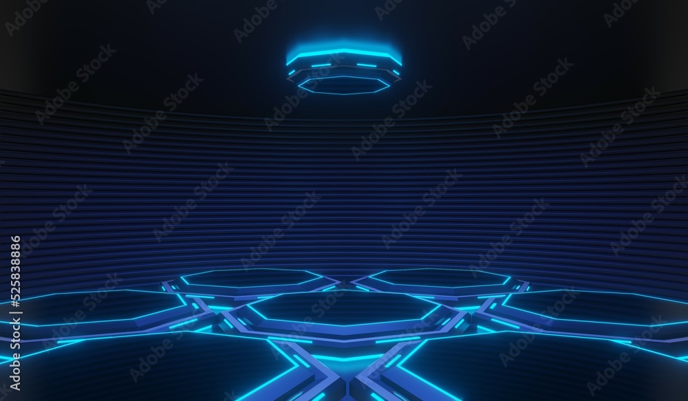 3d render, virtual stage with blank space. Virtual set studio. Stock ...