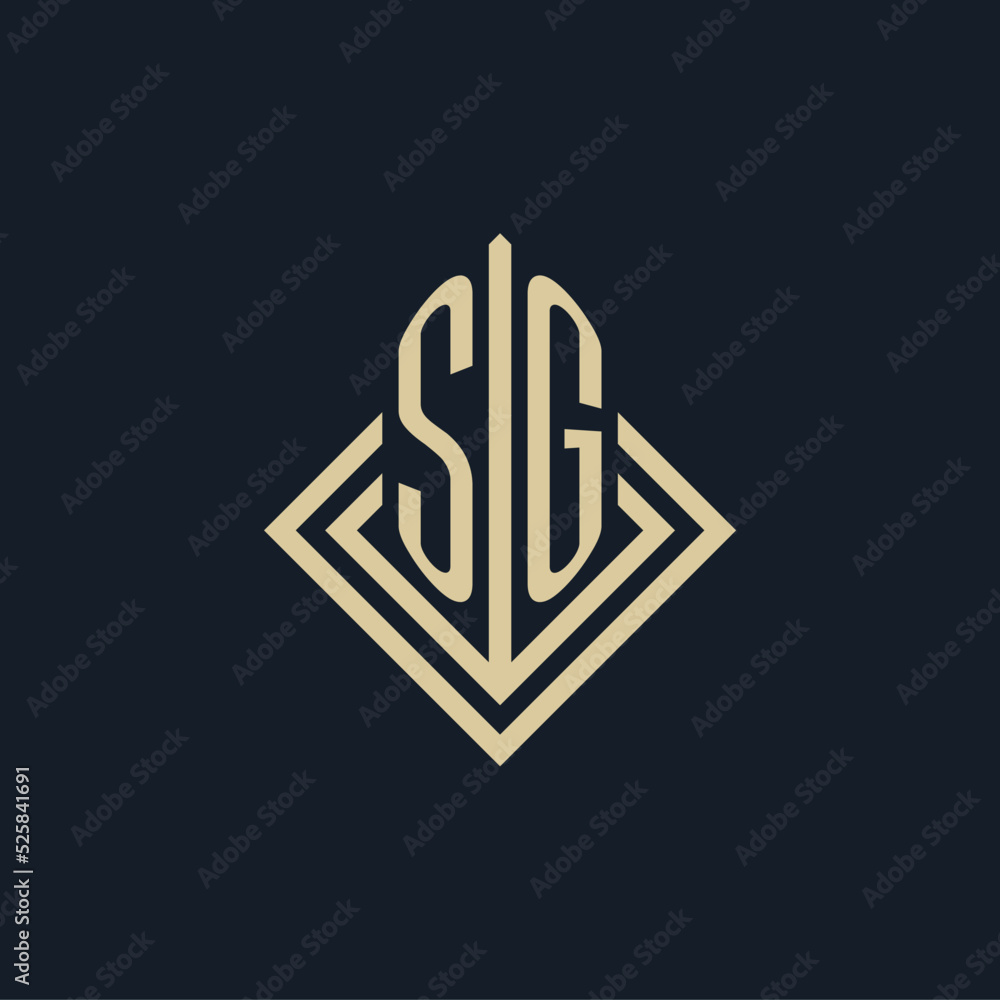 Initials SG logo rhombus lines shape style, luxury modern real estate ...