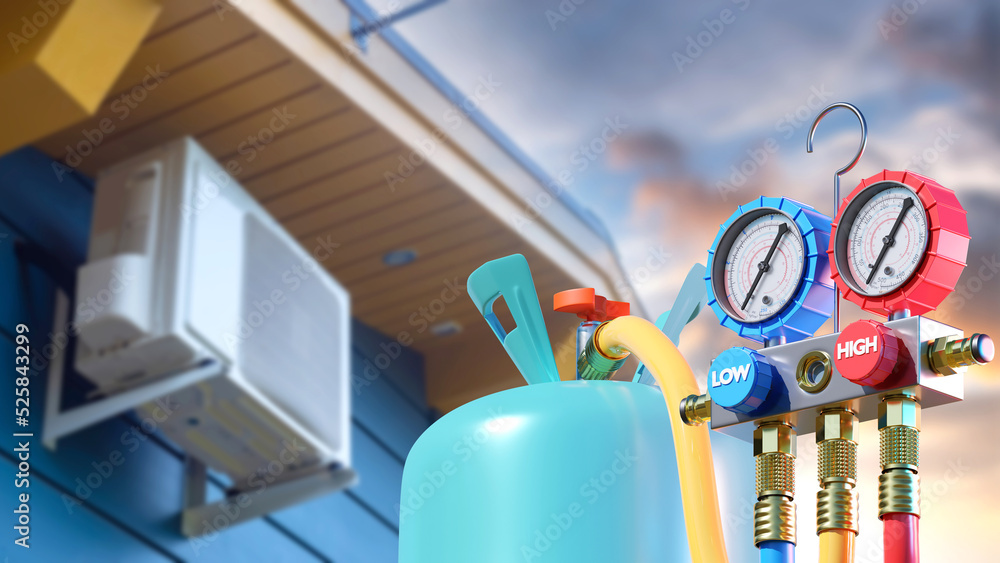 Balloon filled with Freon gas. Refrigerants for air conditioning ...