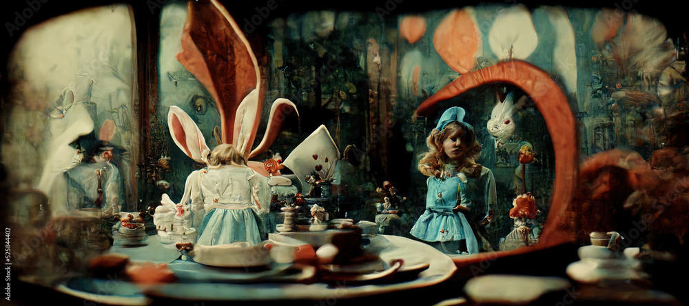 Alice in wonderland crazy and insane painting Stock Illustration ...