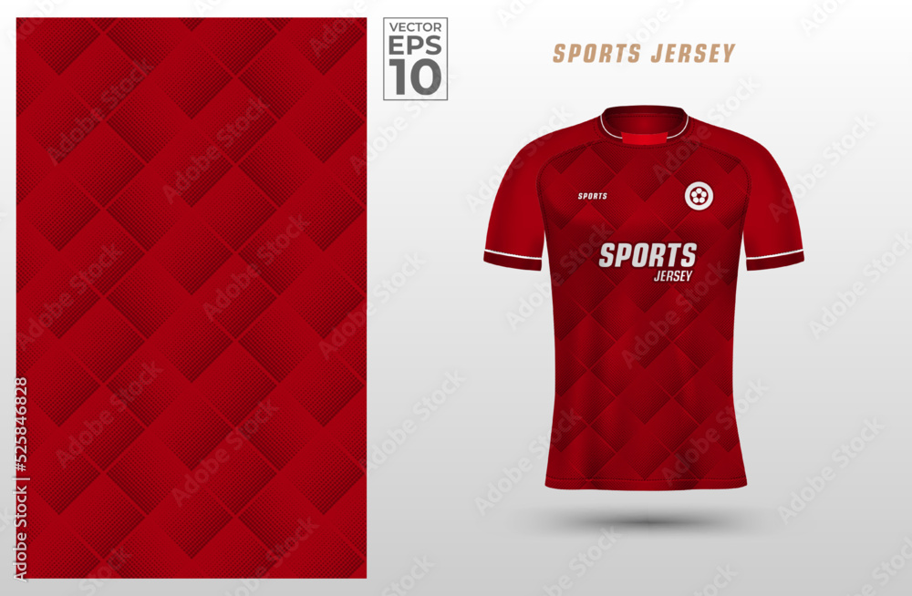 Red t-shirt sport design template with halftone pattern for soccer ...