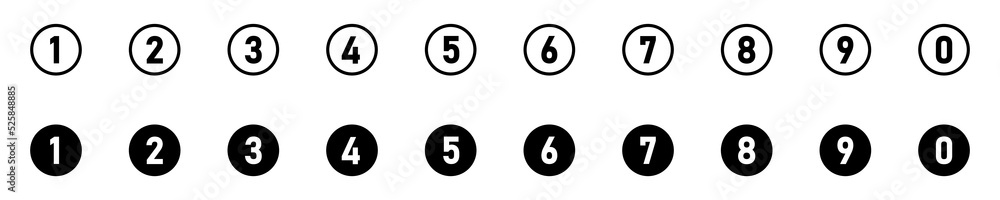 Button numbers. Number, from 1 to 9, flat design isolated vector. EPS ...