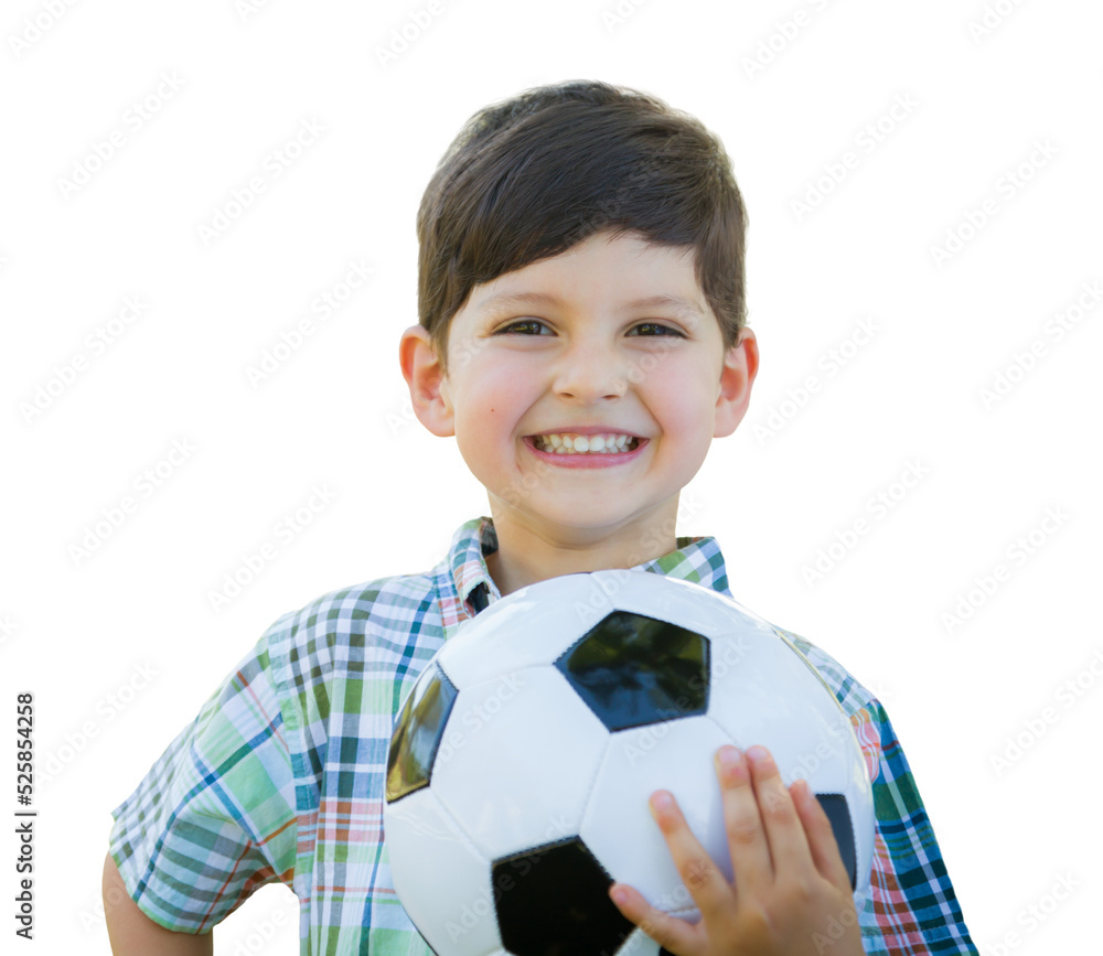 Transparent PNG of Cute Young Boy Holding Soccer Ball. Stock Photo ...